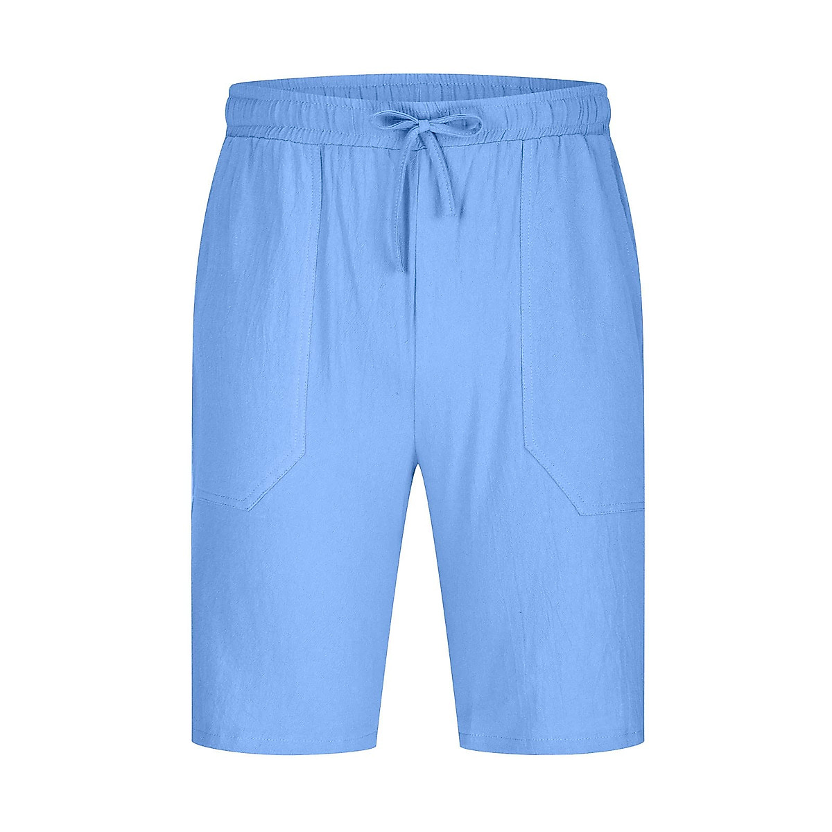 Board Shorts Boys Men Linen Shorts Elastic Waist Drawstring Cotton Linen Shorts with Pockets Loose Fit Outdoor Summer Beach Shorts Men Shorts 7 Inch Inseam Pack Light Blue 4X