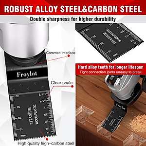 49pcs Titanium Oscillating Tool Blades High-Carbon Steel Multitool Blades, Universal Multi Tool Blades Kits for Metal Wood Cutting, Fit Dewalt Bosch Milwaukee Ryobi Rockwell Fein Makita