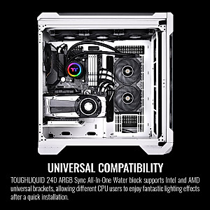 Thermaltake TOUGHLIQUID 240 ARGB Motherboard Sync All-in-One Liquid CPU Cooler, AMD (AM5/AM4) / Intel (LGA 1700/1200), 240mm High Efficiency Radiator CL-W319-PL12BL-B