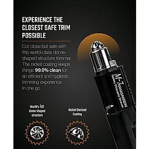 KAWASAKISEIKI M-7 Nose Hair Trimmer – Multifunctional Nose, Ears and Eyebrows Hair Trimmer for Men with Nickel Sterilized Coating and Self-Cleaning Water Resistant Design – Travel Pouch Included