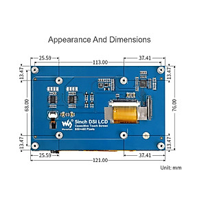 Waveshare 5 Inch Touch Screen for Raspberry Pi DSI LCD Screen Monitor 800×480 Display for Raspberry Pi 4B 3B+ 3A+ 3B 2B B+ A+ CM3/3+ Compatible with Raspbian Ubuntu Kali WIN10 IoT RetroPie