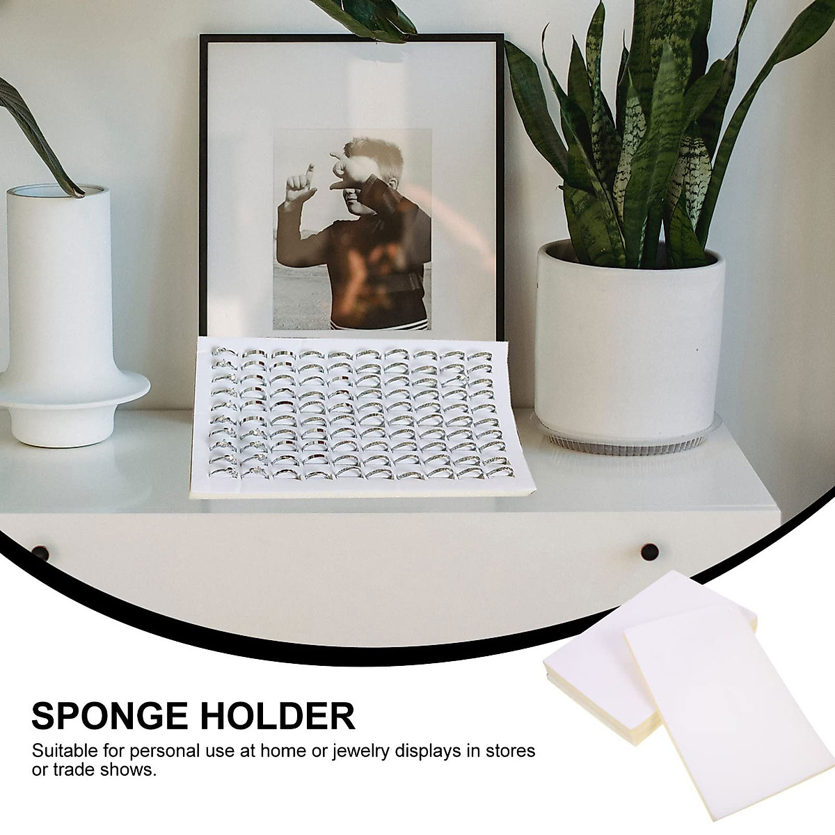 Zerodeko Earring Holder 4pcs Velvet Ring Insert Display Jewelry Storage Box Foam Holder Organizer Earring Storage Box Liners Jewelry Box Inserts Sponge Mats Organizer Trays White Ring Holder