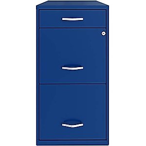 Hirsh Industries Space Solutions 18in Deep 3 Drawer Metal Organizer File Cabinet Blue, Letter Size, Fully Assembled