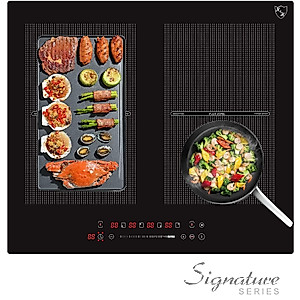K&H SIGNATURE SERIES 4 Burner 24 Inch Built-in Induction FLEX Electric Stove Top Ceramic Cooktop SLIDER Touch Control 240V 6800W IN24-6004FLX