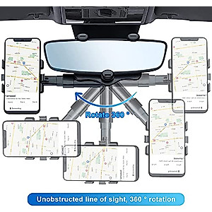 wancalo 2023 Retractable Car Phone Holder -【New Version】 Multifunctional Rearview Mirror Holder, 360° Rotatable Rear View Mount for All Phones