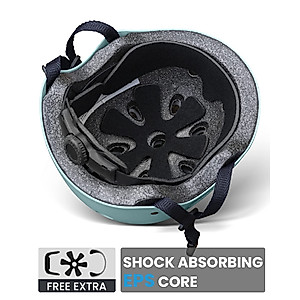 OutdoorMaster Youth & Kids Bike Helmet - Adjustable Multi-Sports Skateboard Helmet with Removable Liners for Balance Bike, Toddler Scooter, One Wheel Hoverboard - Mint - M