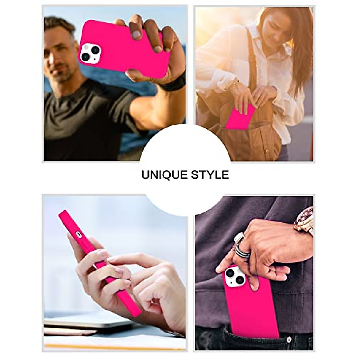 BENTOBEN Compatible with iPhone 14 Case, Soft Silicone Gel Rubber Bumper Microfiber Lining Hard Back Shockproof Protective Phone Cover for iPhone 14 6.1", Hot Pink