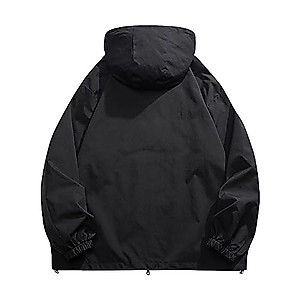 RTRDE Mens Jacket, Lightweight Waterproof Coated Hooded Rain Jacket Light Windbreaker Raincoat For Men Winter Coats Jacket With Hood Cycling Jacket Chumpas Para Hombres Lluvia Jackets (5XL, Black)