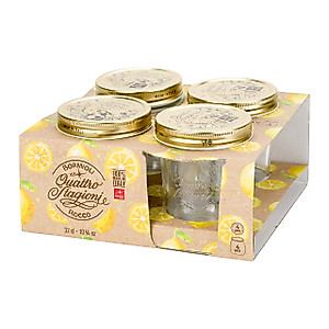 Bormioli Rocco Quattro Stagioni set of 4 Clear Airtight Mason Jars, 10.75 Oz. Made from Durable Glass, Made In Italy