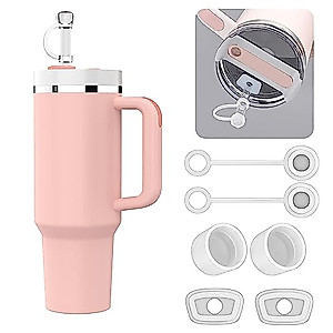 6 PCS Stanley Silicone Spill leak Stopper Set of 4, for Stanley Cup 1.0 40oz/ 30oz, Tumbler Accessories,2 Straw Cover Cap, 2 Square Spill Stopper and 2 Round Leak Stopper(NOT INCLUDE CUP)