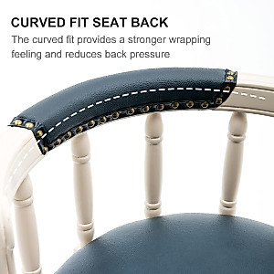 AULIFE Cow top Leather Wooden Bar Stools, 360 Degree Swivel Bar Height Chair with Backs for Home Kitchen Counter, Morden Chair Barstools (Ivory Wood 1pc-Blue Seat, Bar Height-Seat Height 29.5”)