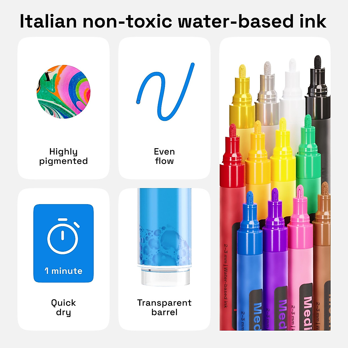 Acrylic Paint Pens for Rock Painting, Stone, Ceramic, Glass, Wood, Fabric, Canvas, Porcelain, Metal. Set Acrylic Paint Markers