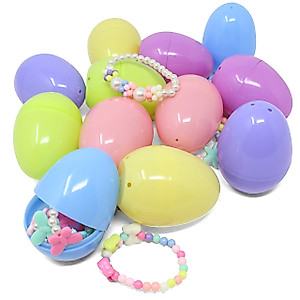 JOYIN 12 Pack Prefilled Easter Eggs with 12 Different Designs of Necklaces and 12 Bracelets Girls Jewelry Set for Girls Easter Party Favor Easter Basket Stuffer Classroom Exchange and Prize Supplies