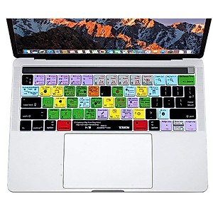 XSKN New Shortcut Design Silicone Keyboard Skin Cover for Touch Bar MacBook Pro 13.3" A2159 A1706 A1989 MacBook Pro 15.4" A1707 A1990 and Touch Bar Sticker - US EU Universal Version (Ableton)