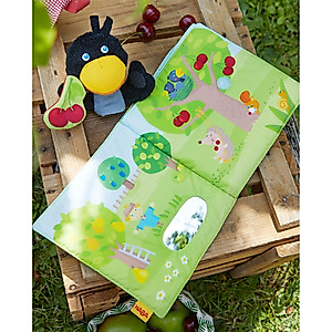 HABA Fabric Book Orchard with Raven Finger Puppet and Removable Fruit