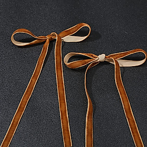 Christmas Wired Velvet Ribbon with Gold Edge Velvet Waterproof Ribbon Wrapping Velvet Decoration Ribbon for Xmas Wreath Bows Floral Craft Ornaments(Khaki,3/8 Inch x 20 Yard)