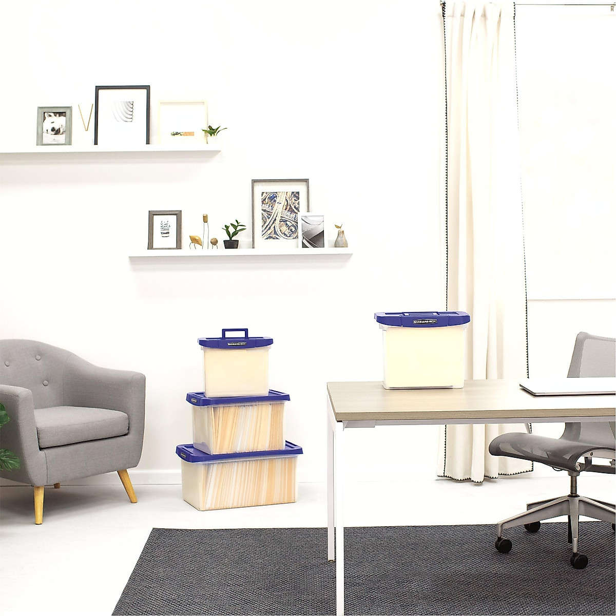 Bankers Box Heavy Duty Plastic File Storage Box with Hanging Rails, Letter/Legal, 1 Pack (0086205)