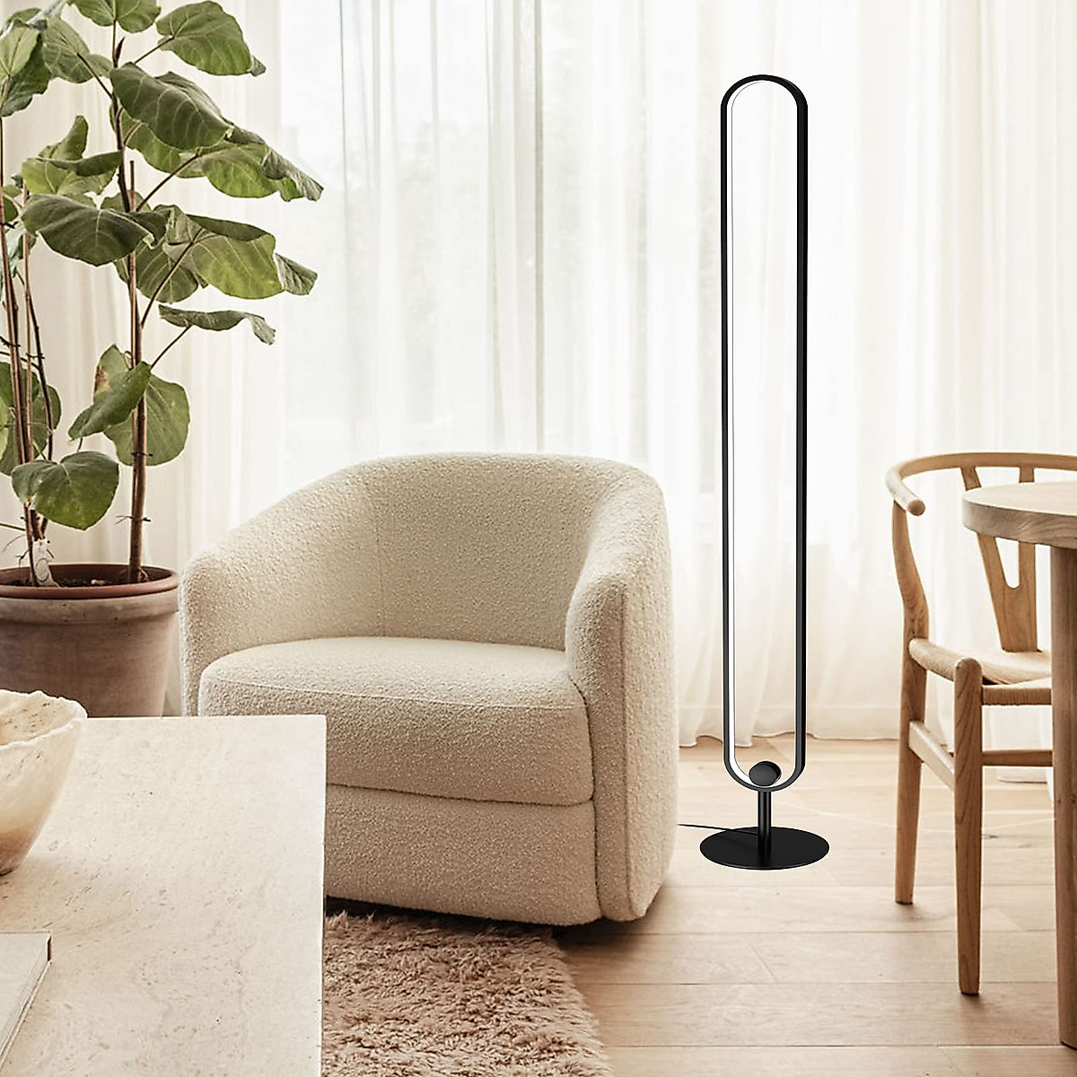 SPECILITE Modern Floor Lamp LED, 51.2" Corner Light Bar with Stepless Dimmable 3000-6500K, Standing Minimalist Tall Lamp with Adjustable Brightness for Living Room, Bedroom