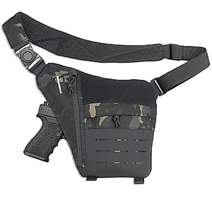 WCALULEG Tactical Crossbody Sling Bag for Men Women Anti-Theft CCW Sling Bag EDC Carry (Black Camo)