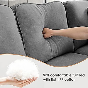 P PURLOVE Sectional Sofa, Large Sectional Sofa with 3 Pillows, U Shape Fabric Corner Couch with Backrest and Armrest, 7 Seats Sectional Couch for Living Room, Apartment, Office (Dark Grey)