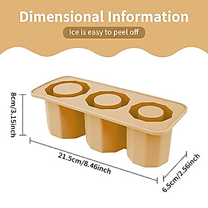DNAMYJME 2Pcs Silicone Ice Cube Mold with Lid Cylinder Ice Cube Tray for Tumblers Cup, 3 Size Ice Cube Maker Easy to Release Ice Maker Cube Mould for Chilling Drinks Whiskey Juice Coffee(Amber)