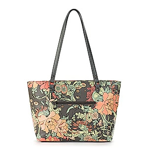 Sakroots Metro Tote Bag, Charcoal Flower Power