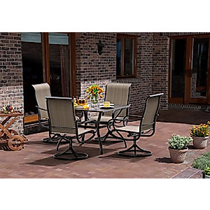 Bigroof Patio Swivel Chairs Metal Mesh Dining Chairs Set of 2 with Textilene Fabric, Outdoor Garden Backyard Lawn Furniture Rocker Chair, Grey