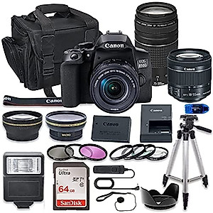 Canon EOS 850D (Rebel T8i) DSLR Camera Bundle with 18-55mm STM & 75-300mm III Lens Bundle + 64GB High Speed Memory Card + Accessory Kit