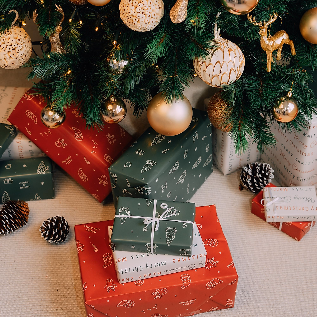 Beautiful Christmas Gift Wrapping Paper Rolls - Set of 3 Quality Paper Rolls With Cute Designs For Small & Medium Size Gifts - Add a Touch of Magic to Every Gift You Wrap - 17 in x 120 in Per Roll