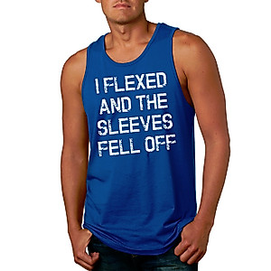 Crazy Dog Mens I Flexed and The Sleeves Fell Off Tank Top Funny Gym Workout Tee Hilarious Sleeveless Muscle Shirt for Guys at The Gym Royal XXL