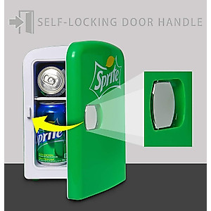 Coca-Cola Sprite 4L Portable Cooler/Warmer, Compact Personal Travel Fridge for Snacks Lunch Drinks Cosmetics, Includes 12V and AC Cords,Desk Accessory for Home Office Dorm Travel, Green