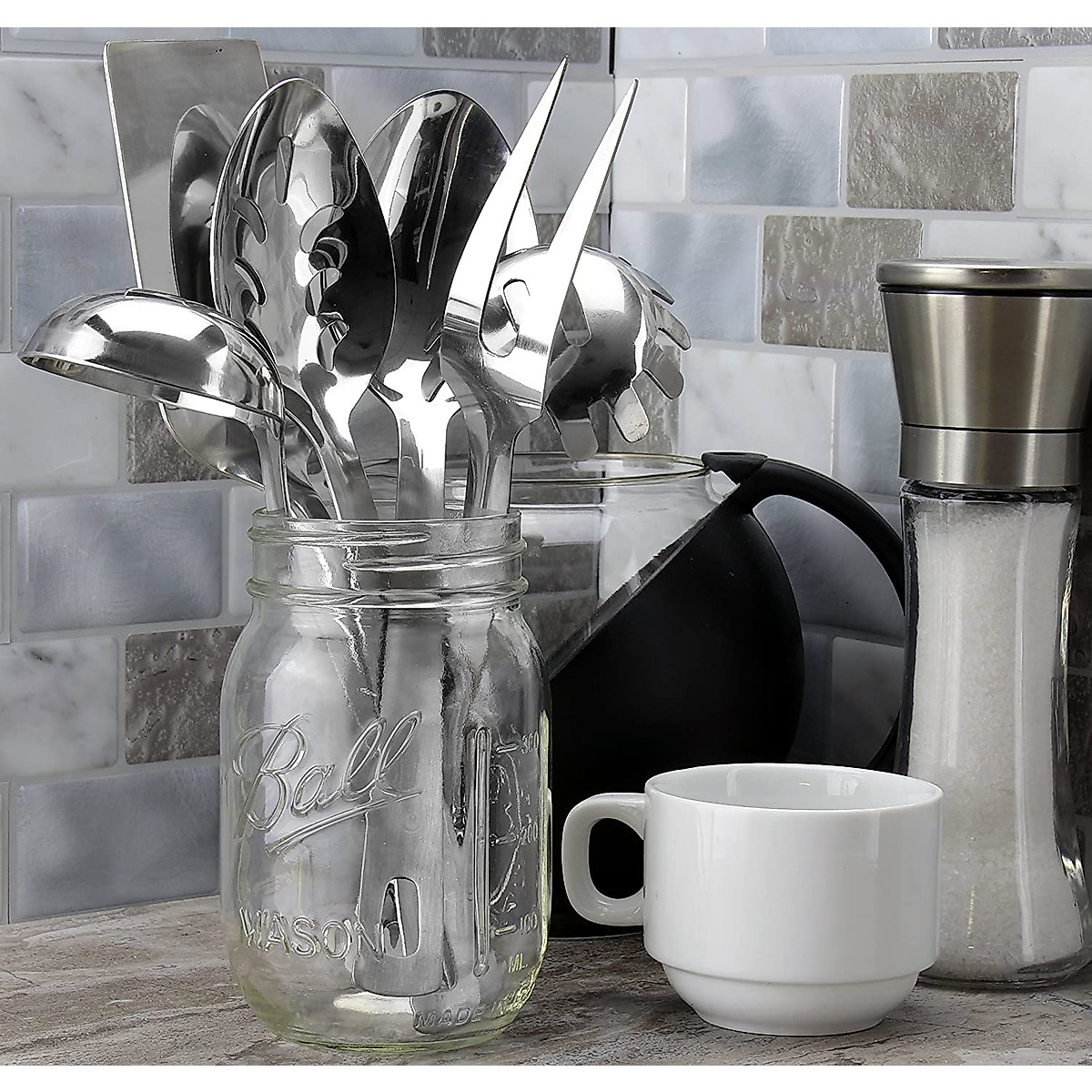 Darware Complete Serving Spoon & Utensil Set (6-Piece Set); Includes Pasta Server, Fork, Spoon, Slotted Spoon, Ladle, & Cake/Casserole Server