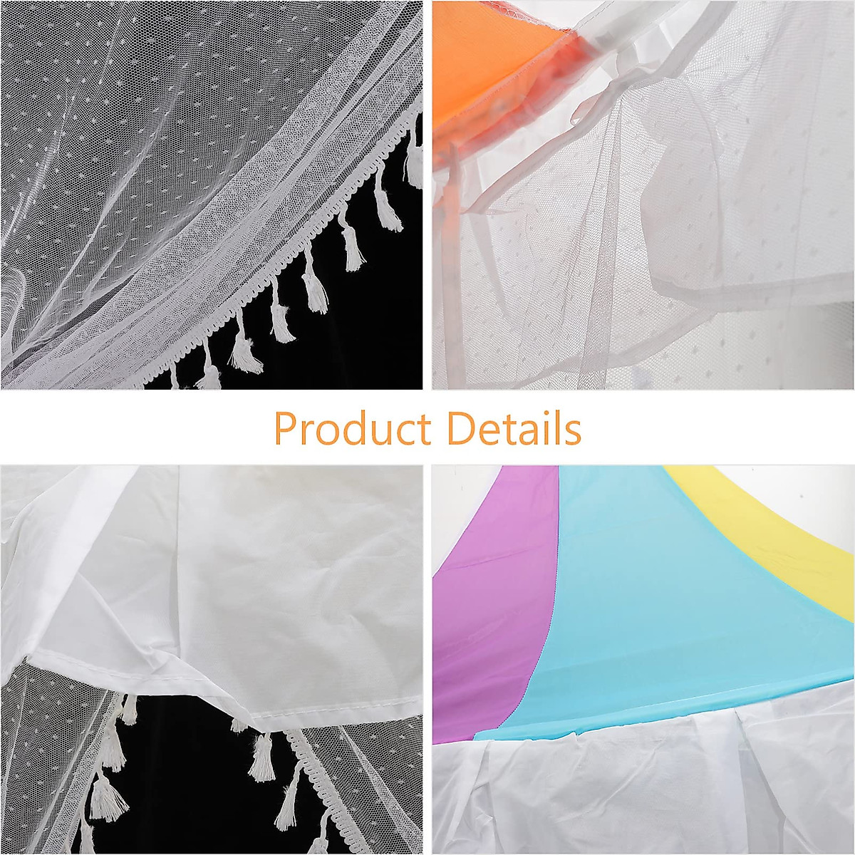 VOSAREA Rainbow Bed Canopy Half-Round Dome Reading Corner Tent Decorative Mosquito Net for Toddlers -1.2m