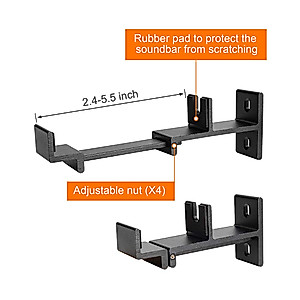 EXCEL LIFE Adjustable Soundbar Wall Mount, Universal Sound Bar Bracket for Mounting Under TV, Compatible with SONOS Samsung LG VIZIO Bose ROKU Soundbar, Black