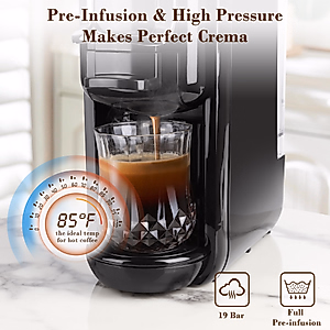 DIVINOCAFFÉ Espresso Maker for Nespresso Capsule, Lavazza Blue Capsule & Coffee Powder, 19 Bar Pump Pressure Makes Authentic Espresso Coffee, Mini Espresso Coffee Machines with Removable Water Tank.