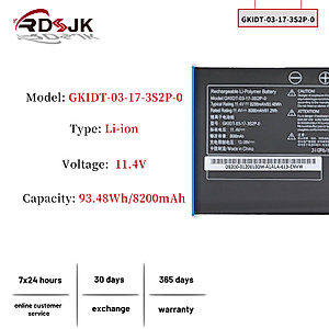 GKIDT-03-17-3S2P-0 GKIDT-00-13-3S2P-0 Laptop Battery for Intel QC7 Adata XPG Xenia 15 Schenker XMG Fusion 15 XFU15L19 Eluktronics MAG-15 Aftershock Vapor 15 Pro 2021 GLIDK-00-15-3S2P-0 11.4V 93.48Wh