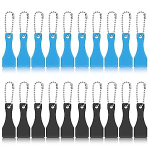 ZEYIYER 20 PCS Lottery Ticket Scratcher Tool, Plastic Scraper Tool Keychain, Scoop Shape Card Scratch off Scraper Lotto Scratcher Tool for Label Sticker Remover(Blue and Black)