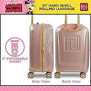 FUL Disney Minnie Mouse 21 Inch Rolling Luggage, Molded Hardshell Carry On Suitcase with Wheels, Rose Gold (FCFL0104-661)