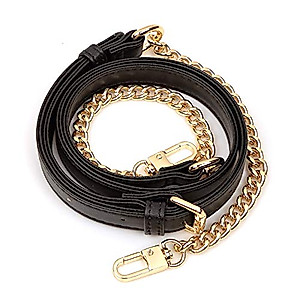 Women's Leather Adjustable Chain Strap Belt for Shoulder Bag Crossbody Bag Handbag Satchel Tote Bags Replacement 42.12-49.01 Inch (Black)