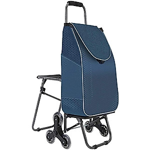 Shopping Trolley on Wheels Portable Shopping Cart Convenient Multi-Function Shopping Cart Climbing Stairs Folding Luggage with Chair Portable Side Bag Density Hand Trucks