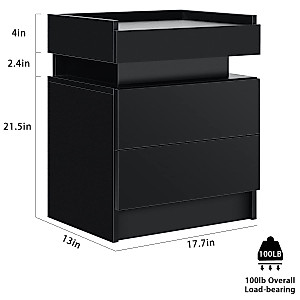 HOMMPA 06 WB-BL Nightstand, 1 Pcs, Black W/Side
