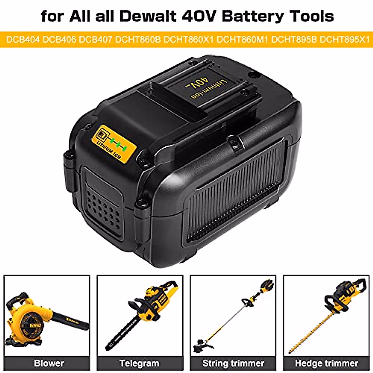 40V 7500mAh Replacement Battery DCB404 DCB406 DCB407 DCB114, Lithium Ion Premium Battery Compatible with Dewalt All 40V MAX Tools