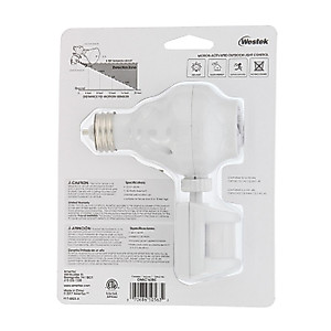 Westek Screw In Motion Sensor Light Socket for Outdoor Lighting - This Motion Sensor Light Socket Adapter Turns On Lights When Movement is Detected, 20ft Distance - (OMLC163BC)