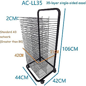 Ewatchaccessories Art Drying Rack, Mobile Classroom Drying Rack with Wire Rack for Art Studio and Home Use, Black Powder Coated, Drying and Printing Rack (Color : 35-Layer)