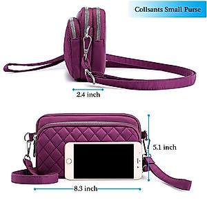 Collsants Small Nylon Crossbody Purse for Women Small Handbags Mini Nylon Travel Shoulder Bag Multi Zipper Pockets
