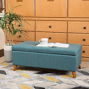 Christopher Knight Home Harper Fabric Storage Ottoman, Teal