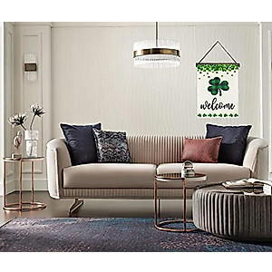 St.Patrick's Day Garden Flag Shamrock Clover Welcome Flags Double Sided Happy Saint Patty's Day Irish Small Mini Burlap Yard Flag for Outside Decoration(ONLY FLAG,12x18 Inch ) (Shamrock)