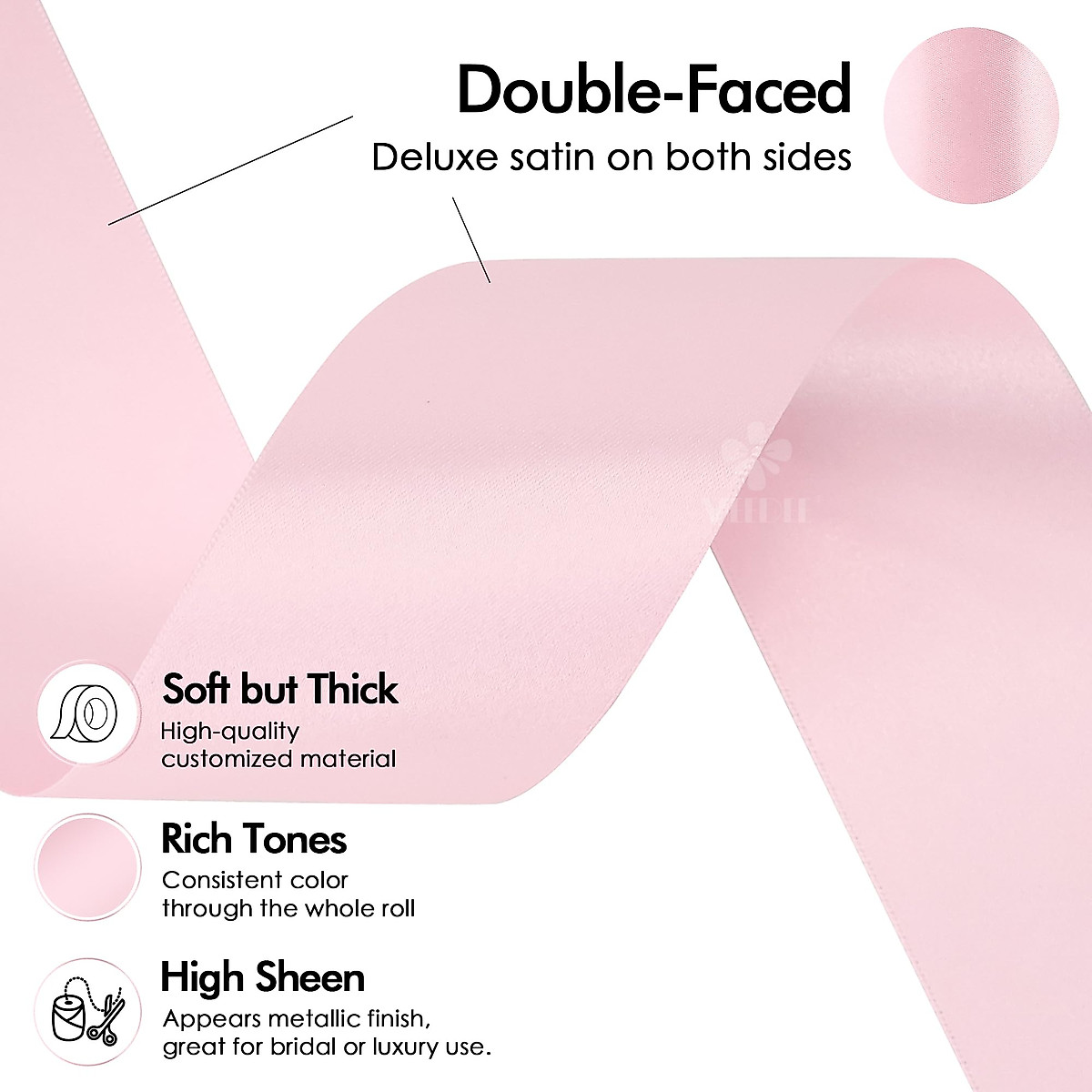 MEEDEE Pink Satin Ribbon - 2 Inch Double Faced Satin Ribbon by 25 Yards for Gift Wrapping, DIY Crafts, Weddings, Flower Bouquets, Holiday Decorating