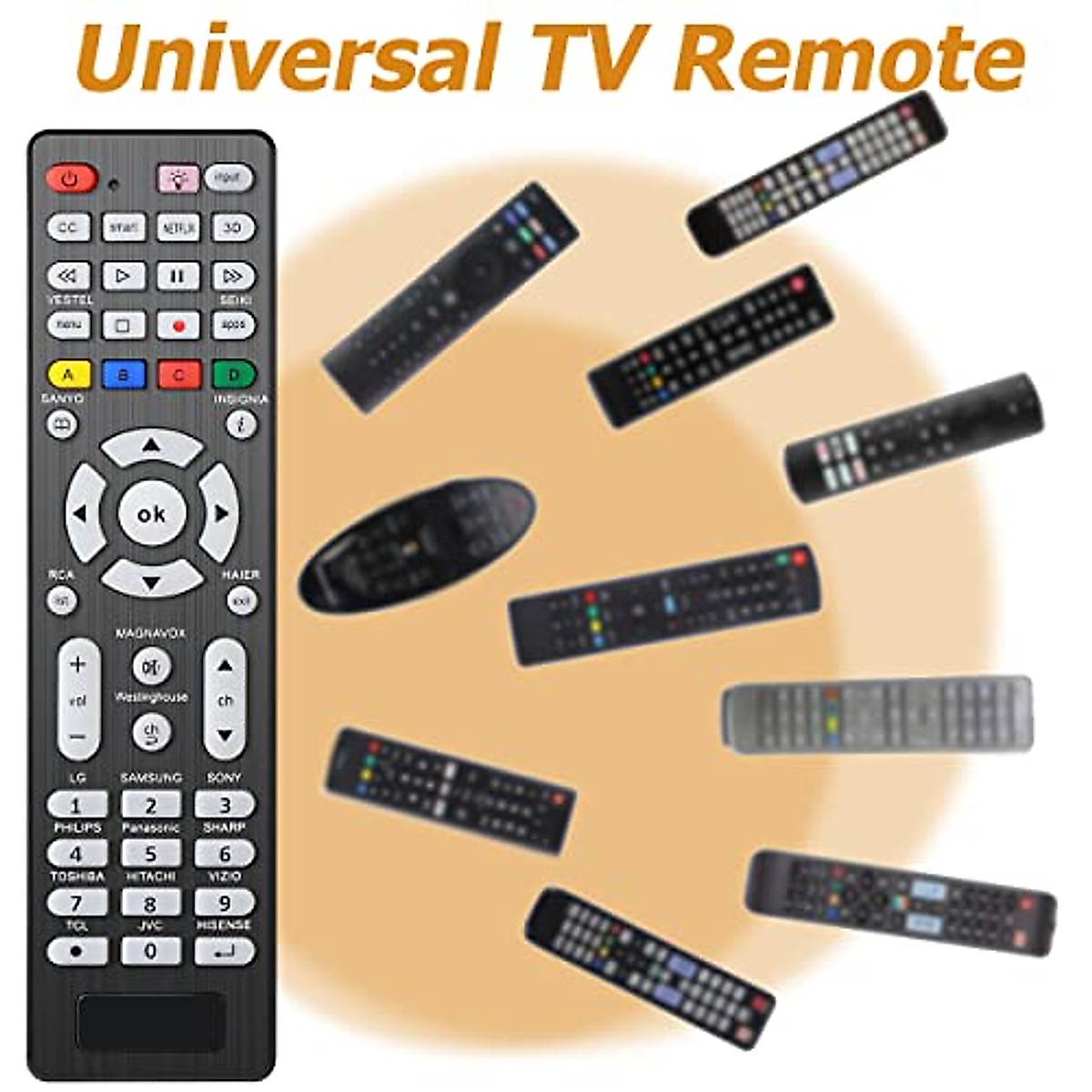 2 PCS Universal TV Remote Control Compatible with LG, Samsung, Philips, Panasonic, Sharp TCL, Vizio, Sony, Sanyo, Toshiba, Insignia, Hisense, JVC, RCA Brands LCD LED 3D HDTV TV Remote Control