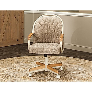 Caster Chair Company Britney Swivel Tilt Caster Dining Arm Chair in Wheat Tweed Fabric (1 Chair)